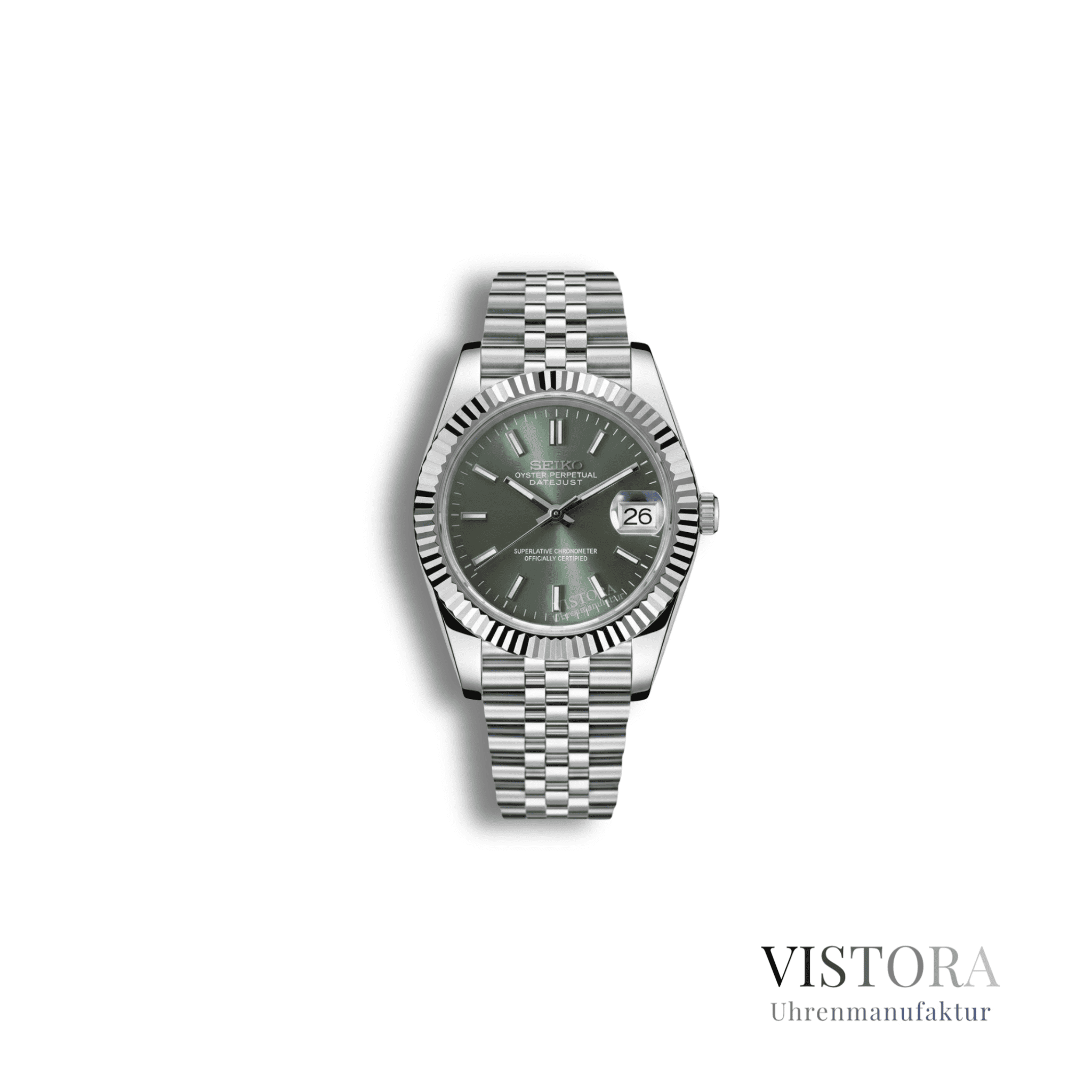 SeikoMod Datejust - Olivgrün Strichinidizes - Vistora Uhrenmanufaktur